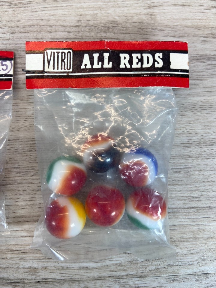 Vintage Vitro All Reds Agate Marbles 2 Bags 12 Ct Total 1960's New ...