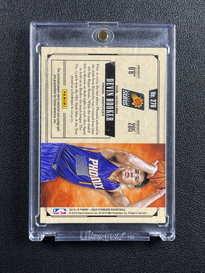 DEVIN BOOKER 2015-16 PANINI GOLD STANDARD #276 TRIPLE PATCH ROOKIE AUTO ...