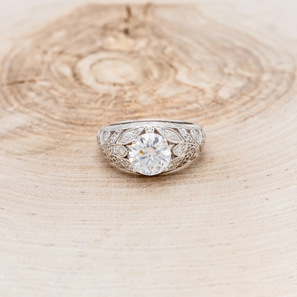Amazing Design Broad Band Sterling Silver Moissanite Round Cut Wedding ...