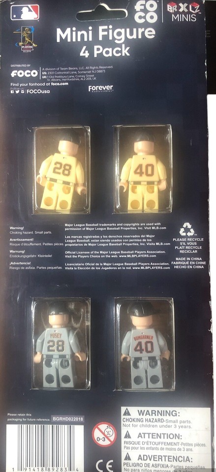 Foco Brxlx MLB San Fransisco Giants Minifigure Pack Of 4 Posey ...