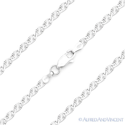 Italy .925 Sterling Silver Rhodium Plated Valentino Link Italian Chain ...