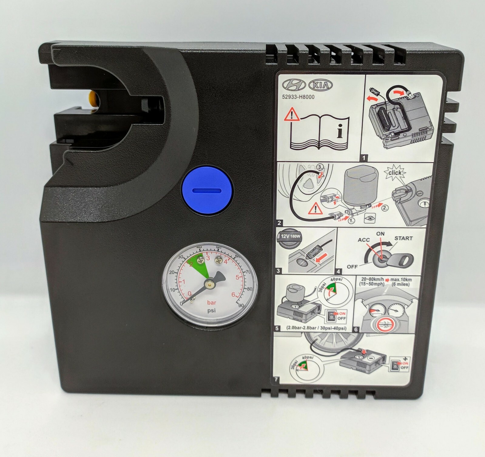 GENUINE HYUNDAI KIA TYRE PUNCTURE KIT PUMP INFLATOR COMPRESSOR 10A 120W ...