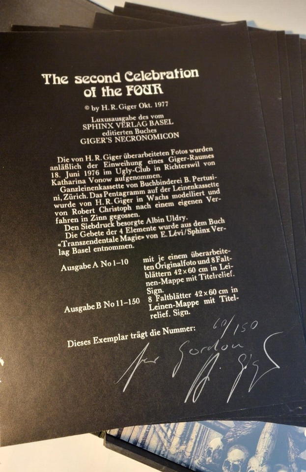 1977 H.R. GIGER NECRONOMICON INSCRIBED TO GORDON CARROLL ALIEN MOVIE ...