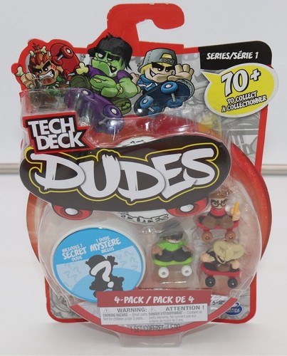 Tech Deck Dudes 4 Pack Includes Secret Figure Mini Skateboarders Series ...