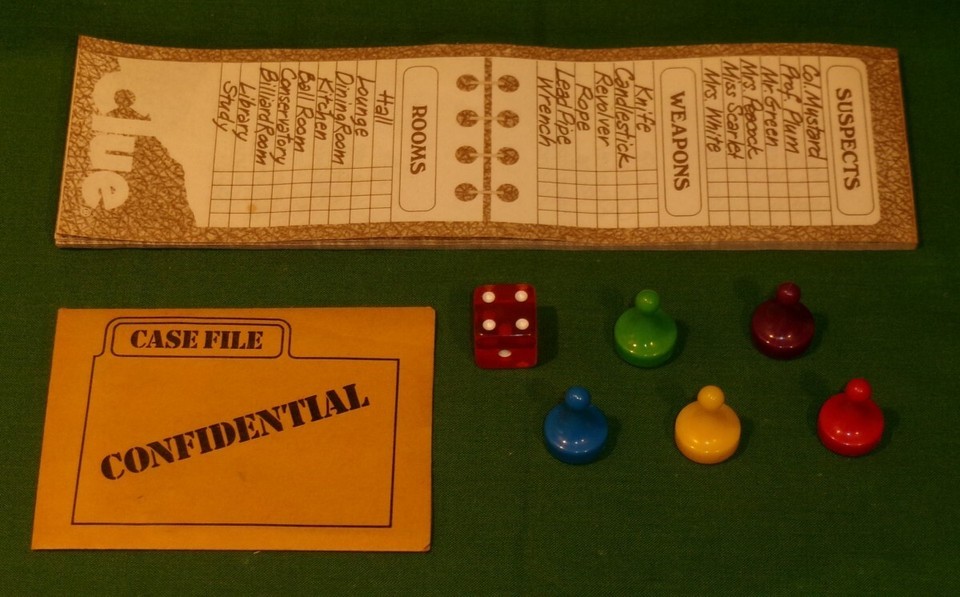 Vintage Pcs Clue Board Game 5 Tokens, Die, Confidential Envelope ...