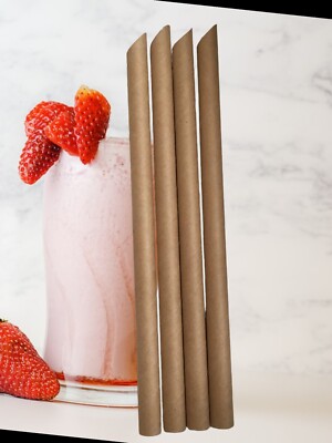 100 Paper Straws Party Drinks Wedding Birthday Extra Wide Smoothie ...