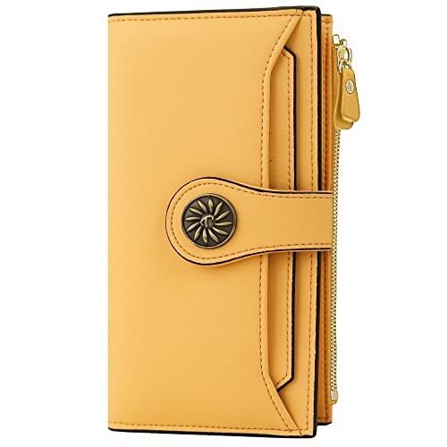 Wallets Women RFID Large Capacity Luxury Waxed Leather Clutch Wallet ...