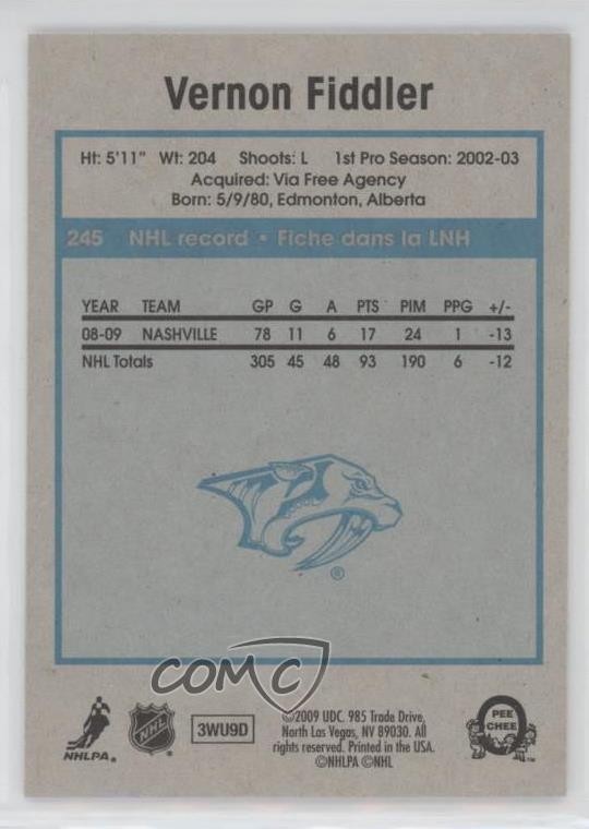 2009-10 O-Pee-Chee Retro Vernon Fiddler #245 | eBay