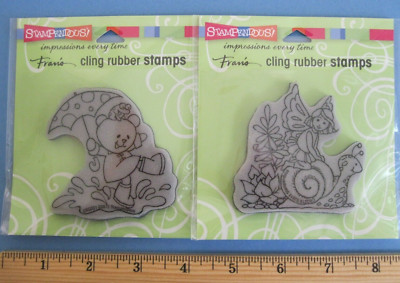 CLING RUBBER STAMPS - GARDEN SNAIL & BEAR SPLASH (SPRING, FAIRY ...
