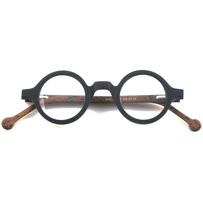 Small Round Eyeglass Frames Wood Acetate 38 mm Glasses Brand New ...