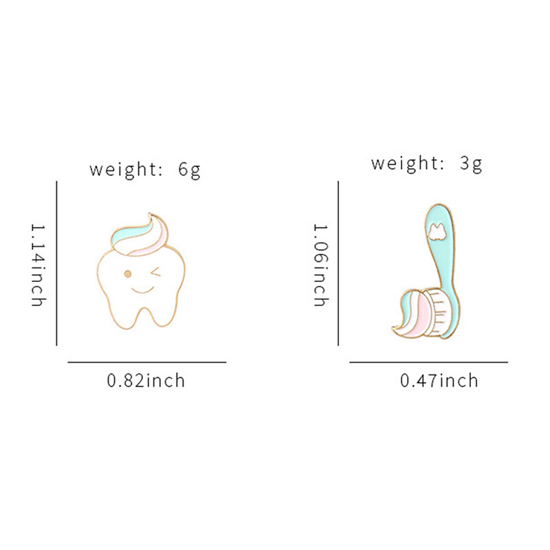 Tooth and Toothbrush Enamel Pins Wink Smile Tooth Brooches Dentist ...