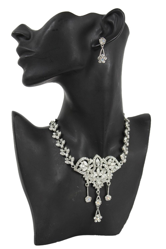 Women Silver Long Fashion Necklace Chain Leaves Bling Dressy Jewelry ...
