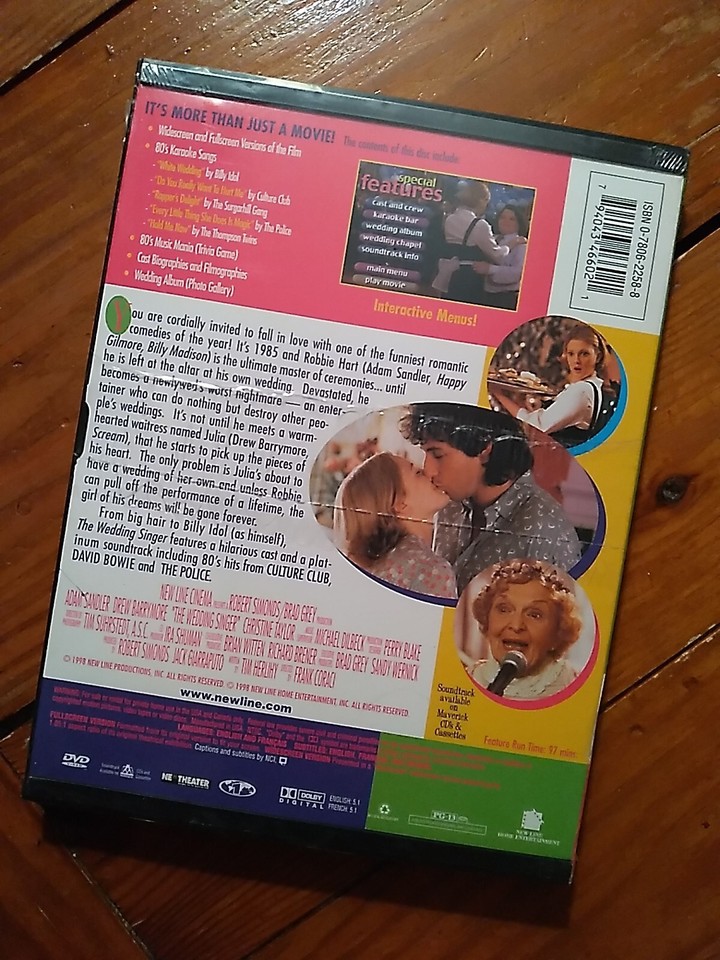 The Wedding Singer (DVD) 1998 Adam Sandler, Drew Barrymore - Brand New ...