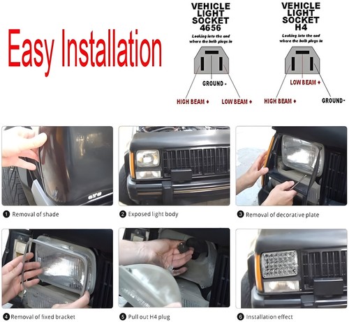 4PCS 4x6'' Square LED Headlights Hi/Lo Beam Halo DRL For Isuzu NQR NPR ...