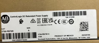 1756PB75R Allen Bradley 1756-PB75R ControlLogix DC Redundant Power ...