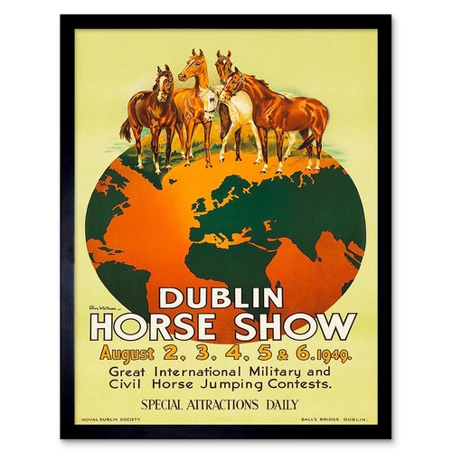 Advert Exhibition Dublin Horse Show Equestrian Ireland 12X16 Inch ...