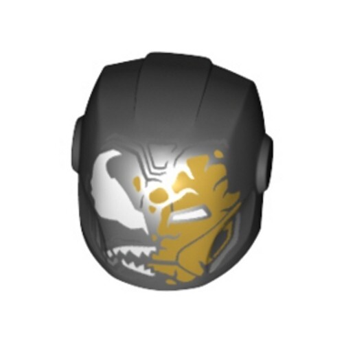 LEGO - Minifig, Helmet / Armor Black & Gold Faceplate, White Eyes ...