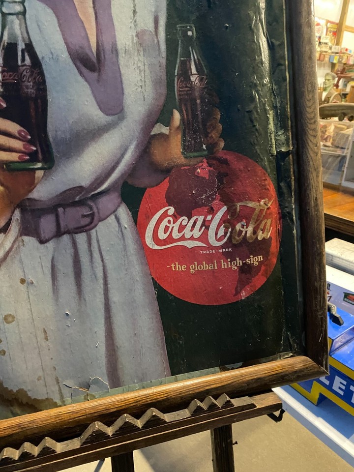 Vtg 1943 Coca Cola "Have A Coke" Lithograph Cardboard Sign WWII Era ...