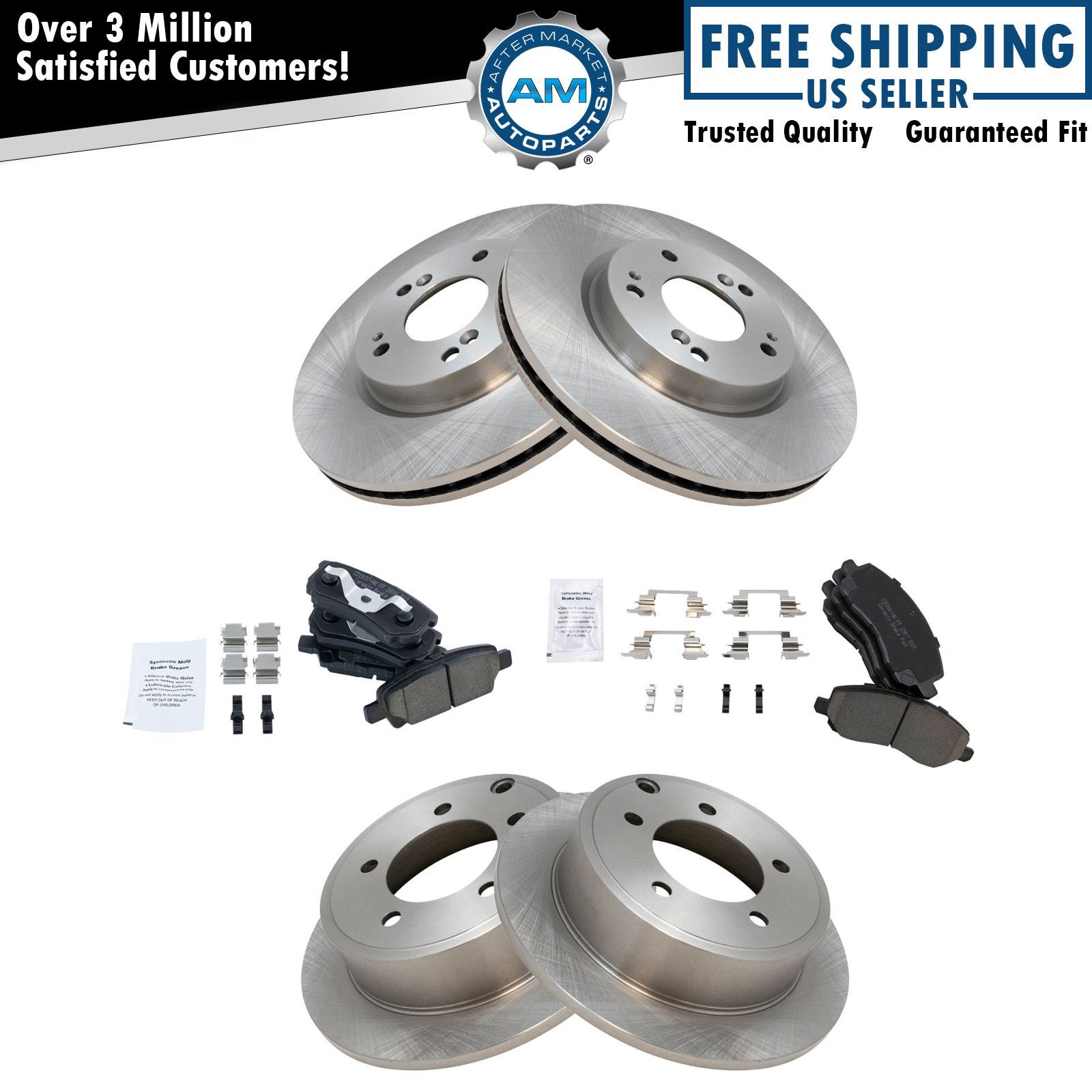 Front & Rear Ceramic Brake Pad & Disc Rotor Kit for Jeep Compass ...