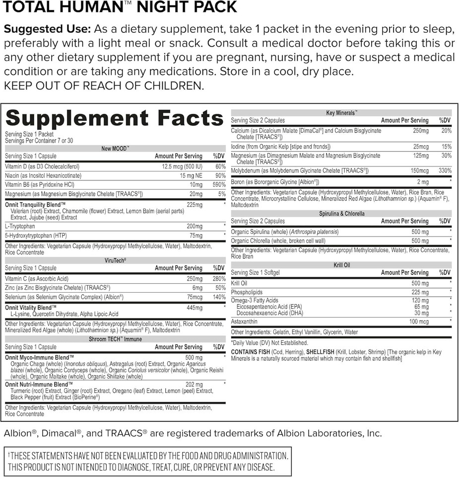 Total Human Day & Night Vitamin Packs | 7-Day Supply for Men & Women ...