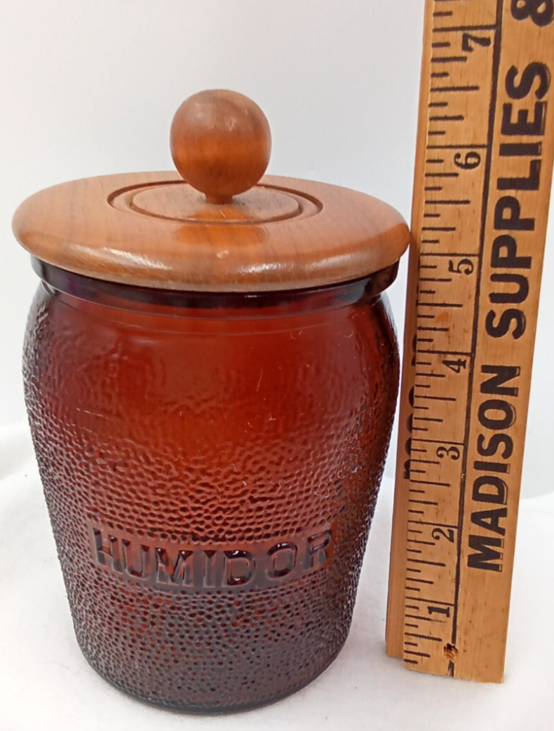 Dun Rite Tobacco 10 Pipe Stand Wood Duraglass Amber Humidor Lid NY USA ...