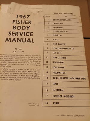1967 Fischer Body Service Manual | eBay