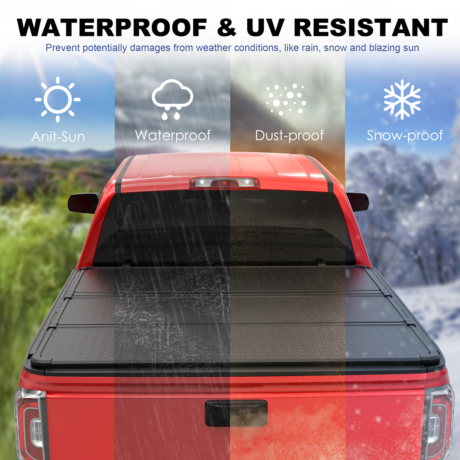 3-Fold 5.8FT Hard Solid Tonneau Cover For 14-18 GMC Sierra Chevy ...