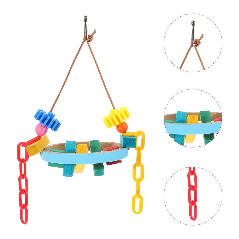 Parrot Chewing Foraging Toy Wooden Parrot Toy Parrot Cage Bite Toy Bird ...