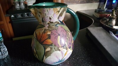 LESAL Large Ceramic Pitcher Lisa Lindberg Signed Handcrafted CA Pottery ...