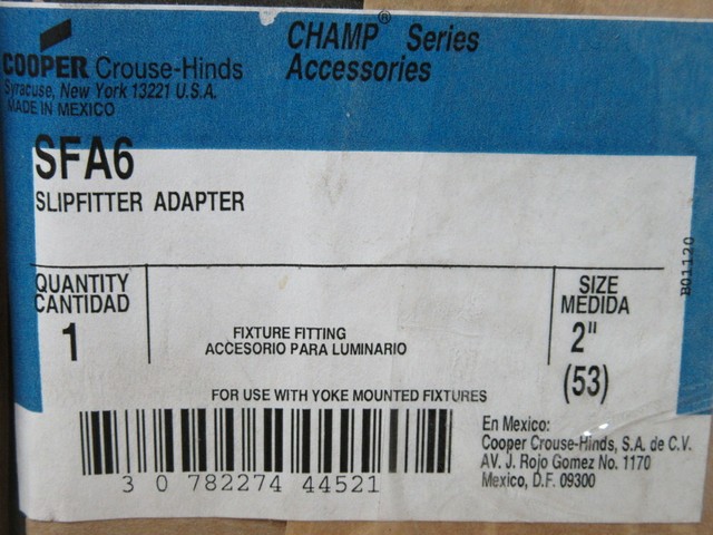 Crouse Hinds SFA6 SLIPFITTER Adapter Aluminum for Trunnion Arm for sale ...