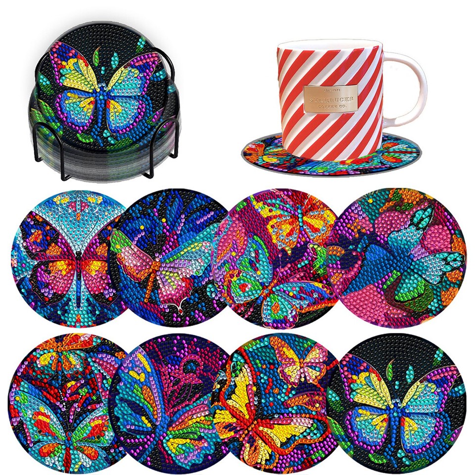 8PCS Diamond Painting Coasters Kits Dragon Acrylic Special Shape with ...