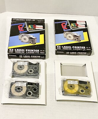 Casio EZ Label Printer 3 pcs Tape Cartridges 18mm 2 Clear + 1 White ...