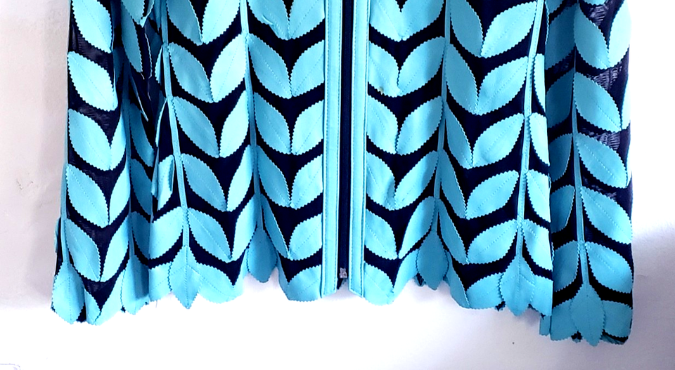 Gorgeous ! LEATHER LEAVES JACKET - Light TURQUOISE - Small - New + Tag ...