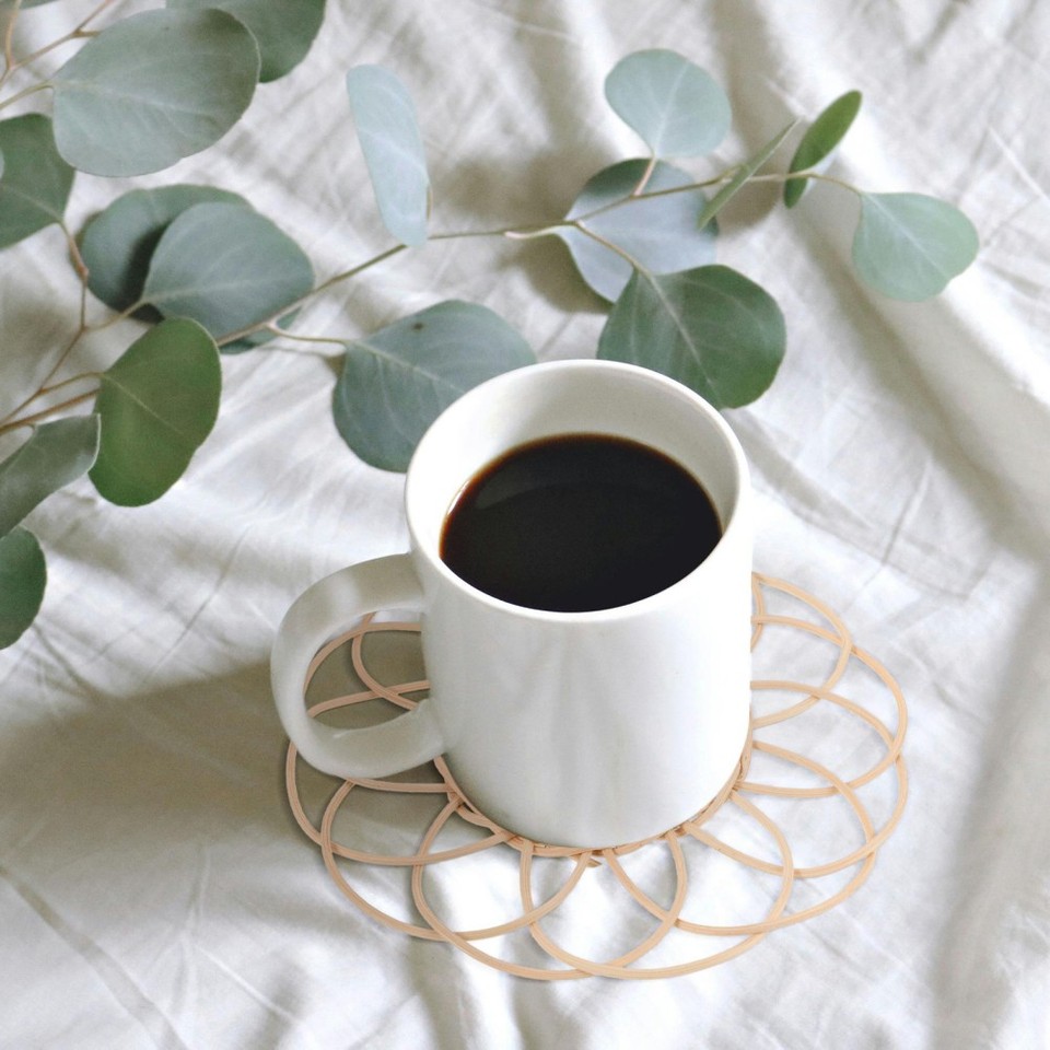 Woven Coaster for Dinner Plate Round Rattan Placemats Handmade Coasters ...