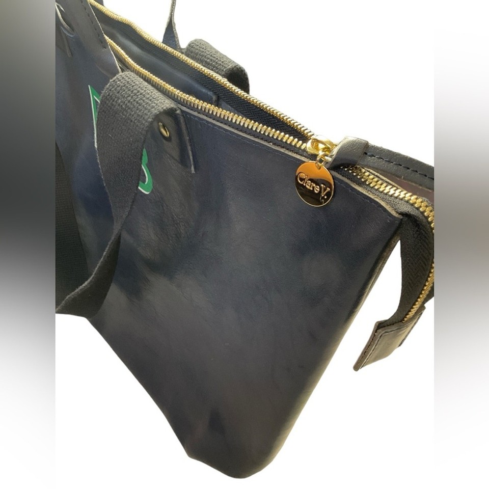 CLARE V Le Zip Sac Leather Tote Navy Blue | Sold out! RB | eBay