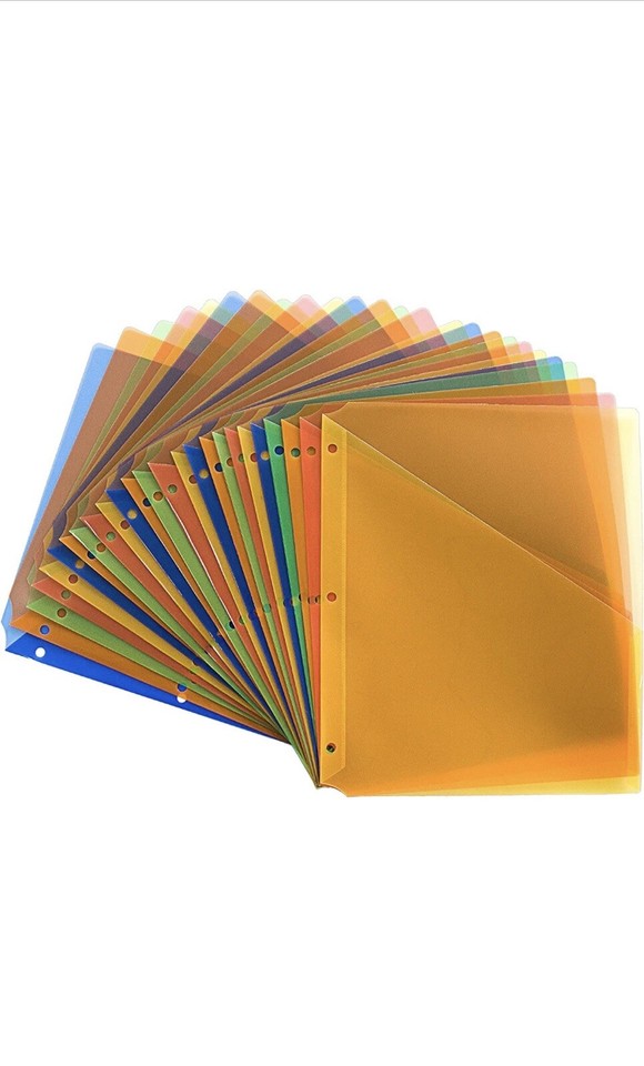 Seashell 25 Pack Poly Translucent Slash File Jacket,3 Hole Punch, J03 ...