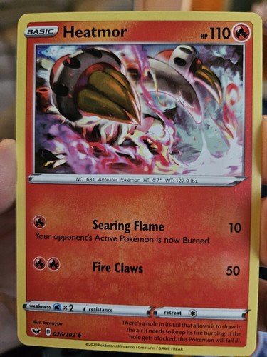 Pokemon Card Heatmor 026/202 Rare Uncommon Sword & Shield Base NM Mint ...