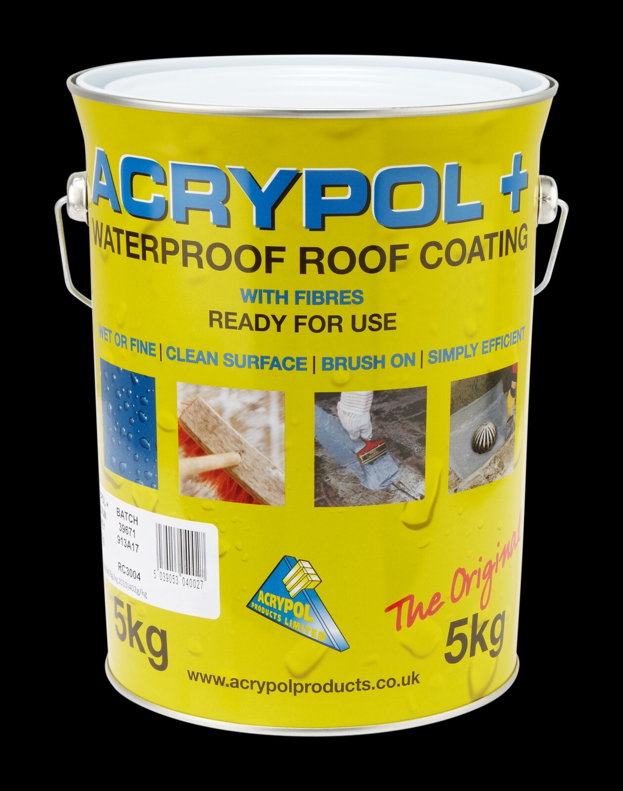 CROMAR ACRYPOL + WATERPROOF ROOF COATING WITH FIBRE BLACK 5KG/20KG ...