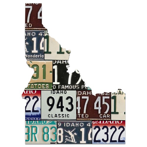 IDAHO License Plate Map Cut Sign, The Famous Potatoes State License ...