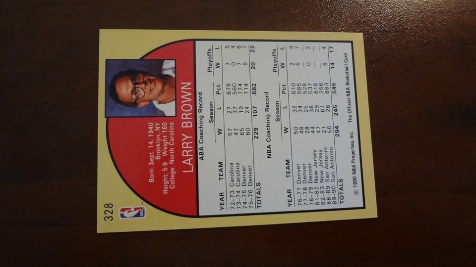 1990-91 NBA HOOPS # 328 LARRY BROWN BASKETBALL CARD | eBay