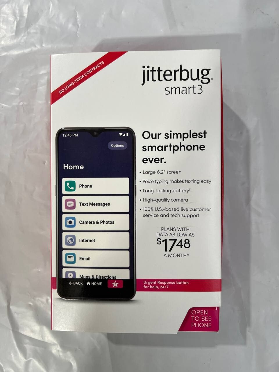 Lively- Jitterbug Smart3 Smartphone for Seniors - Black NEW ...
