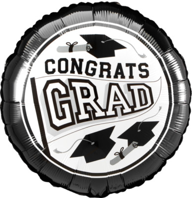 18" Congrats Grad Foil Balloon - Graduation - White - Anagram Party ...