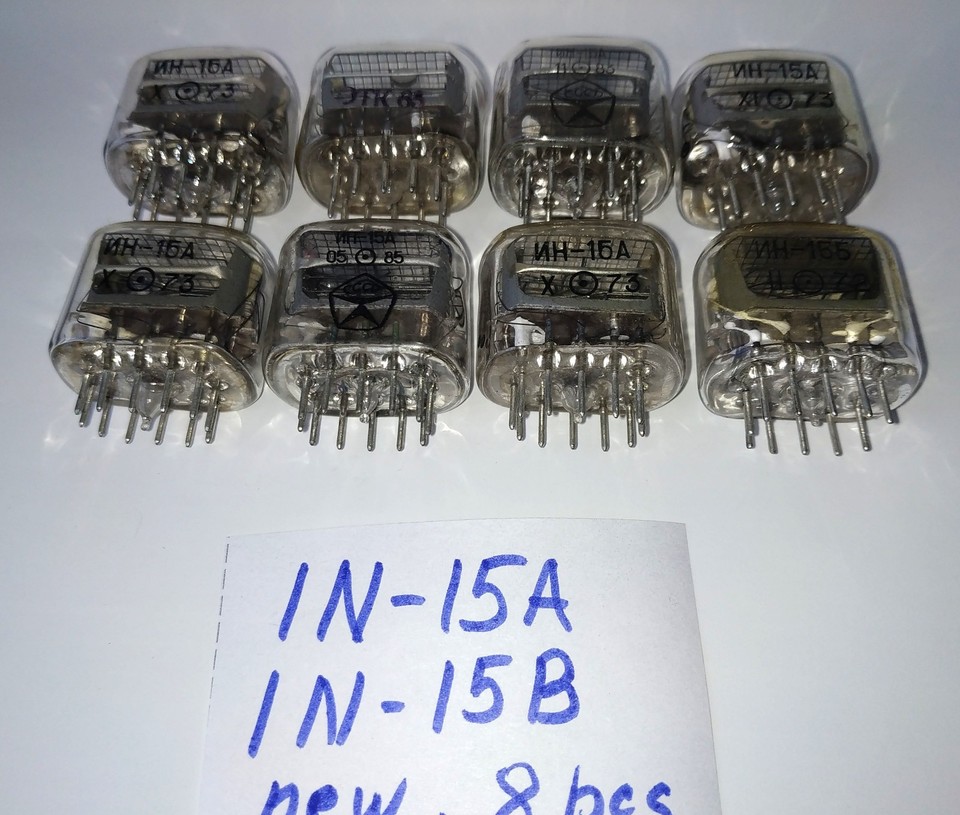 8pcs IN-15A, IN-15B Nixie Tubes Symbol Neon Indicators Soviet USSR NEW ...