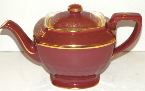 Vintage Hall China Maroon ~ Burgundy "Hollywood" Teapot w/Lid ~ USA 6 ...