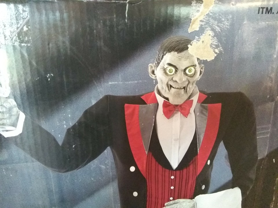 Life Size Animated Butler Halloween Prop Display 7ft Tall Lights ...
