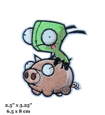 Invader Zim Piggy Vintage Style Retro Iron on Patch Kid Cartoon Kids ...