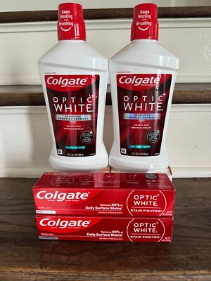 4 of Colgate Optic White 2X Whitening Mouthwash 32 Fl Oz,2X Mint ...
