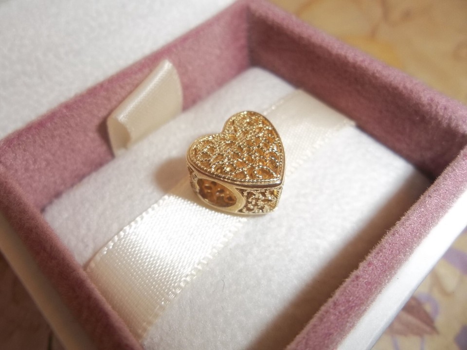 Genuine Pandora Yellow Gold Shine Filled with Romance Heart Charm ...