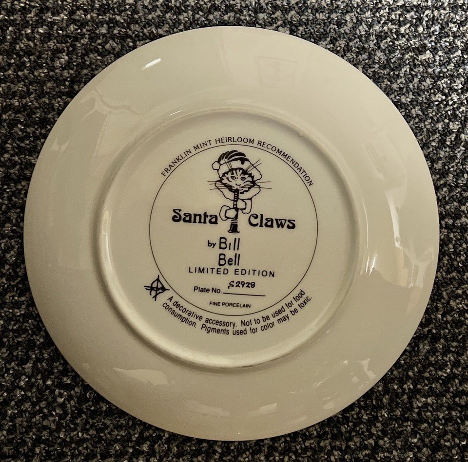 Franklin Mint Collectible Christmas Plate”Santa Claws” by Bill Bell # ...