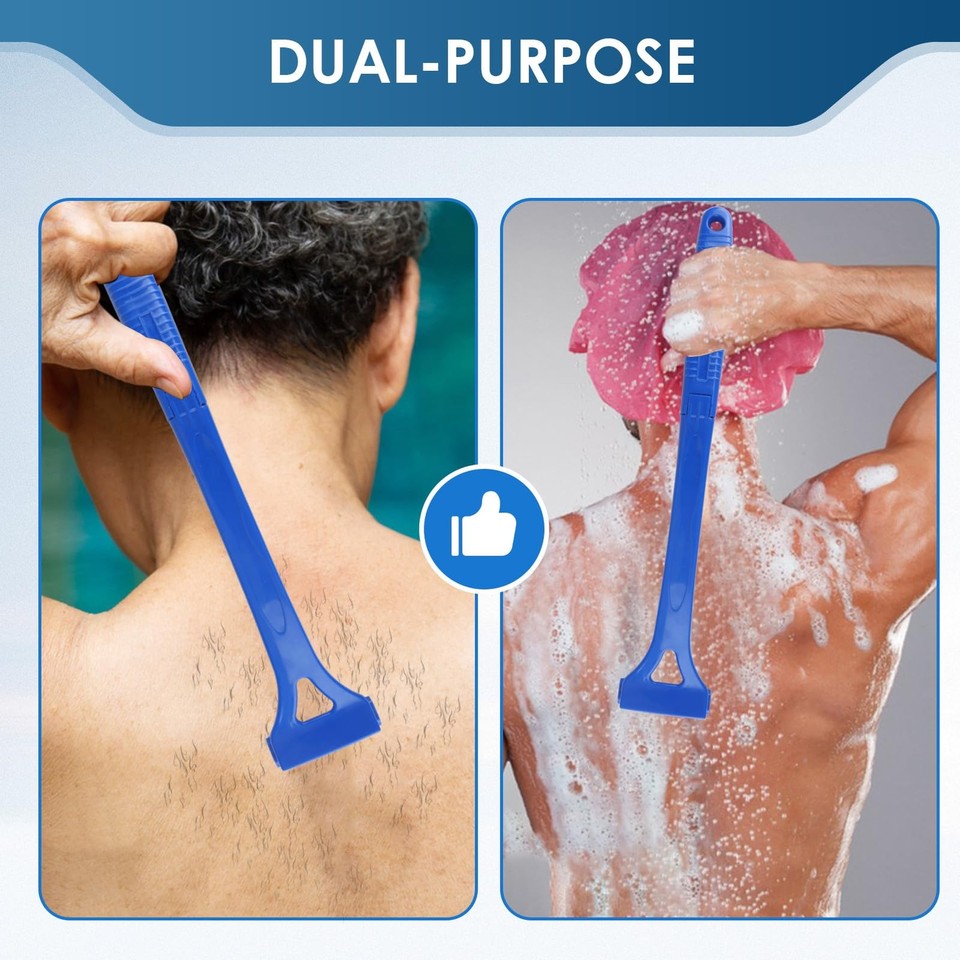 Back Shaver for Men Foldable Ergonomic Long Handle Triple-blade Razor 8 ...